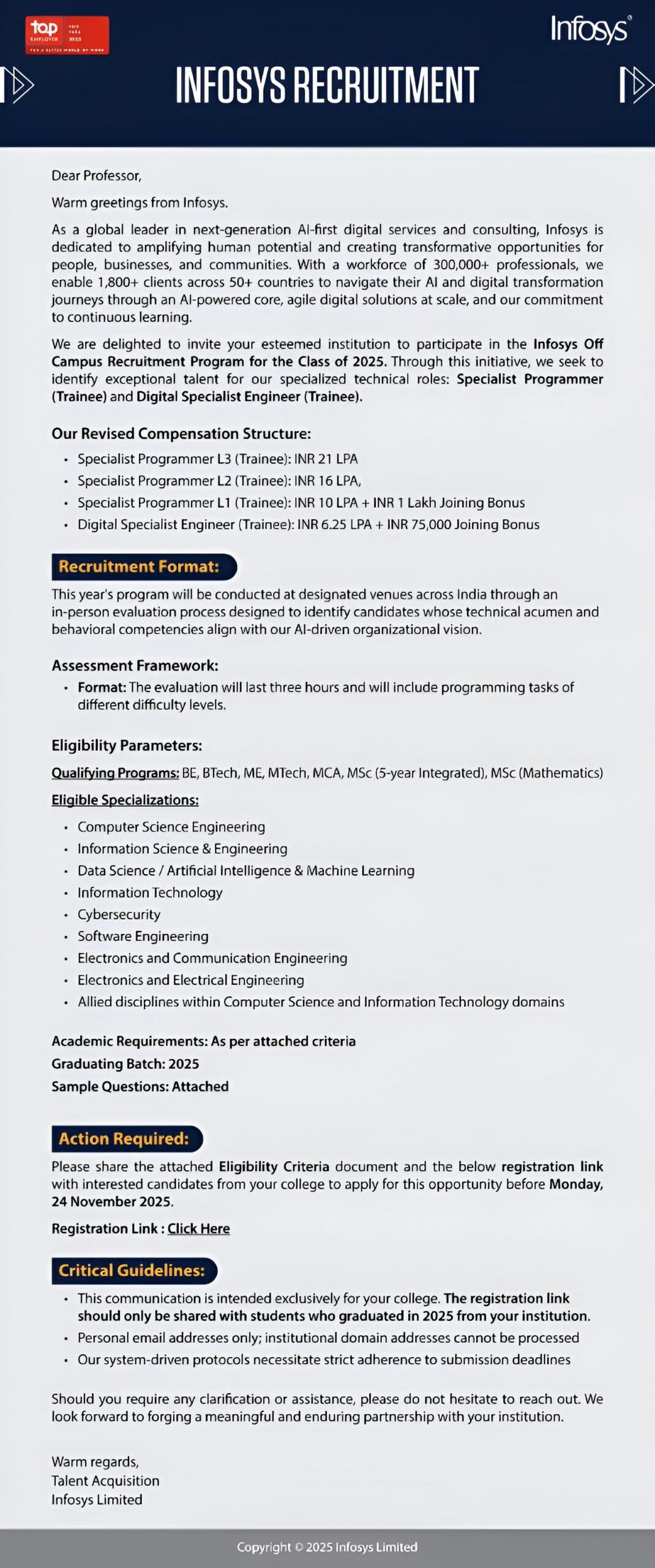 Infosys Off Campus Drive 2025 For Specialist Programmer / Digital ...