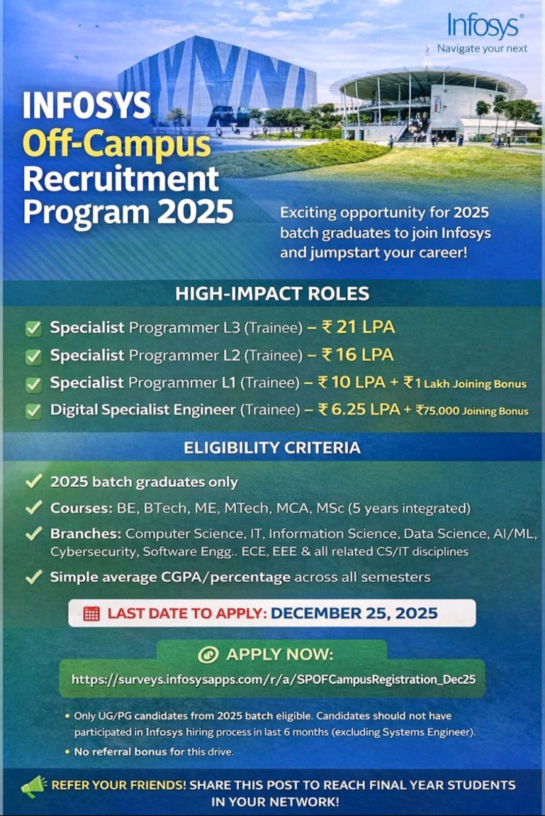 Infosys Off Campus Drive 2025 For Specialist Programmer / Digital ...